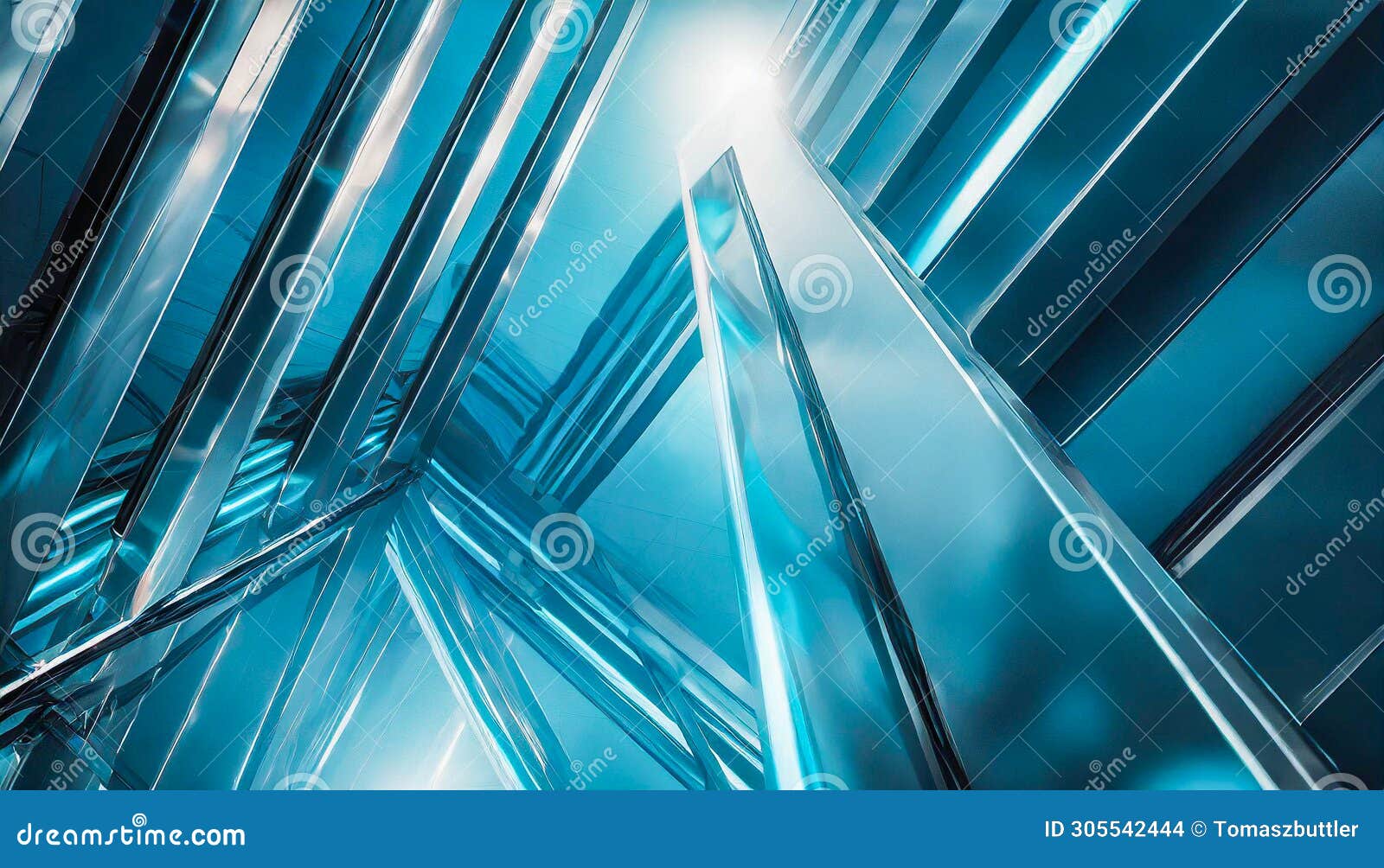 Futuristic Blue Modern Background with Smooth Metallic Shapes, Lights ...