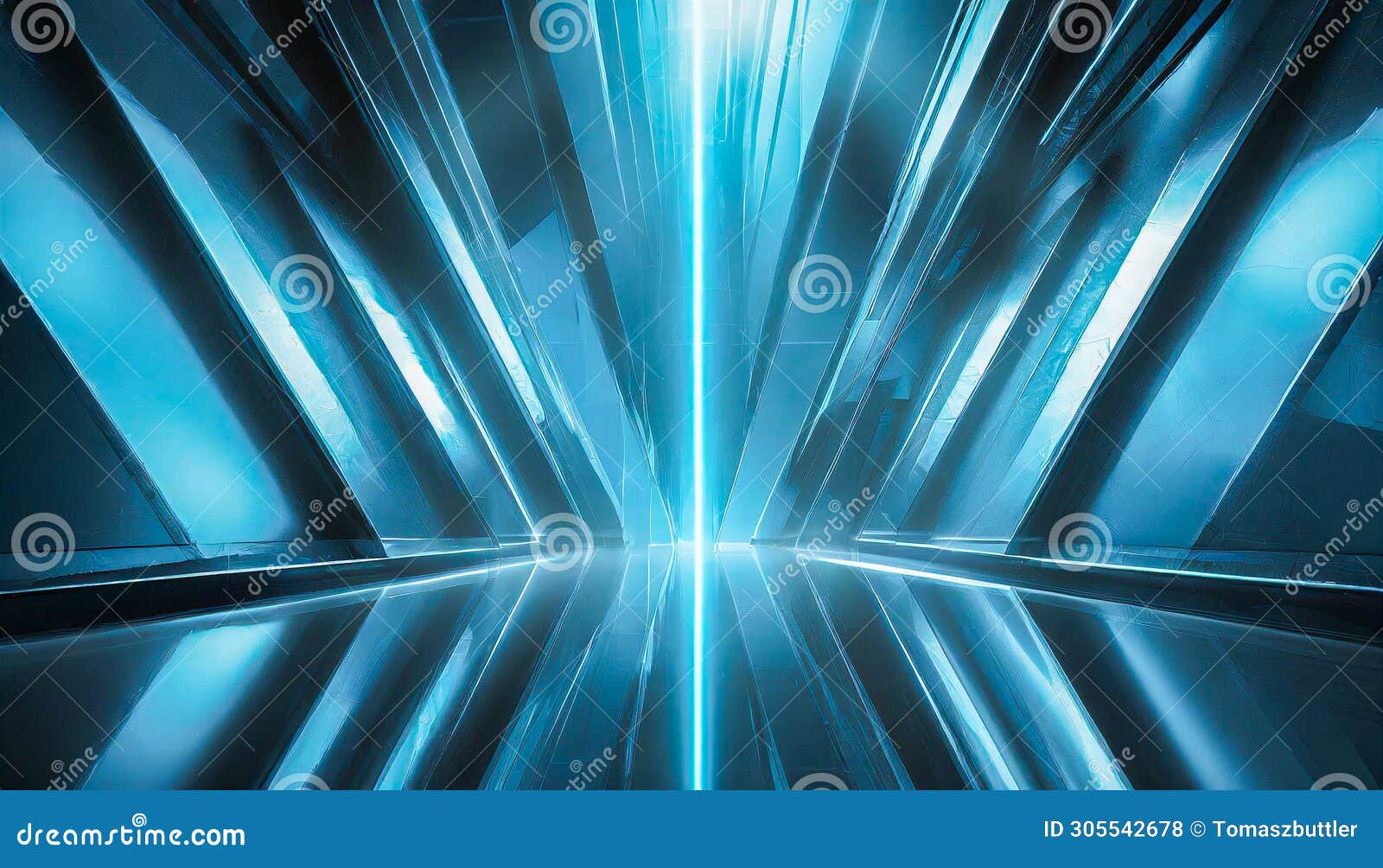 Futuristic Blue Modern Background with Smooth Metallic Shapes, Lights ...
