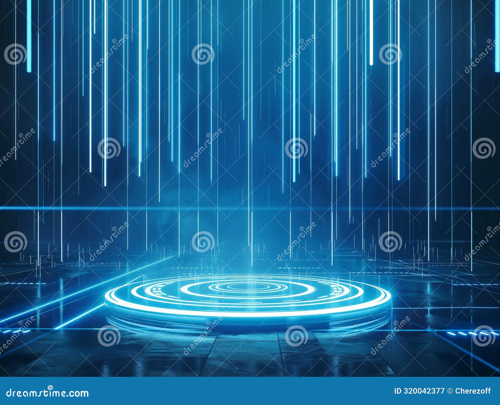 Futuristic Blue Neon Light Display Stock Image - Image of technology ...