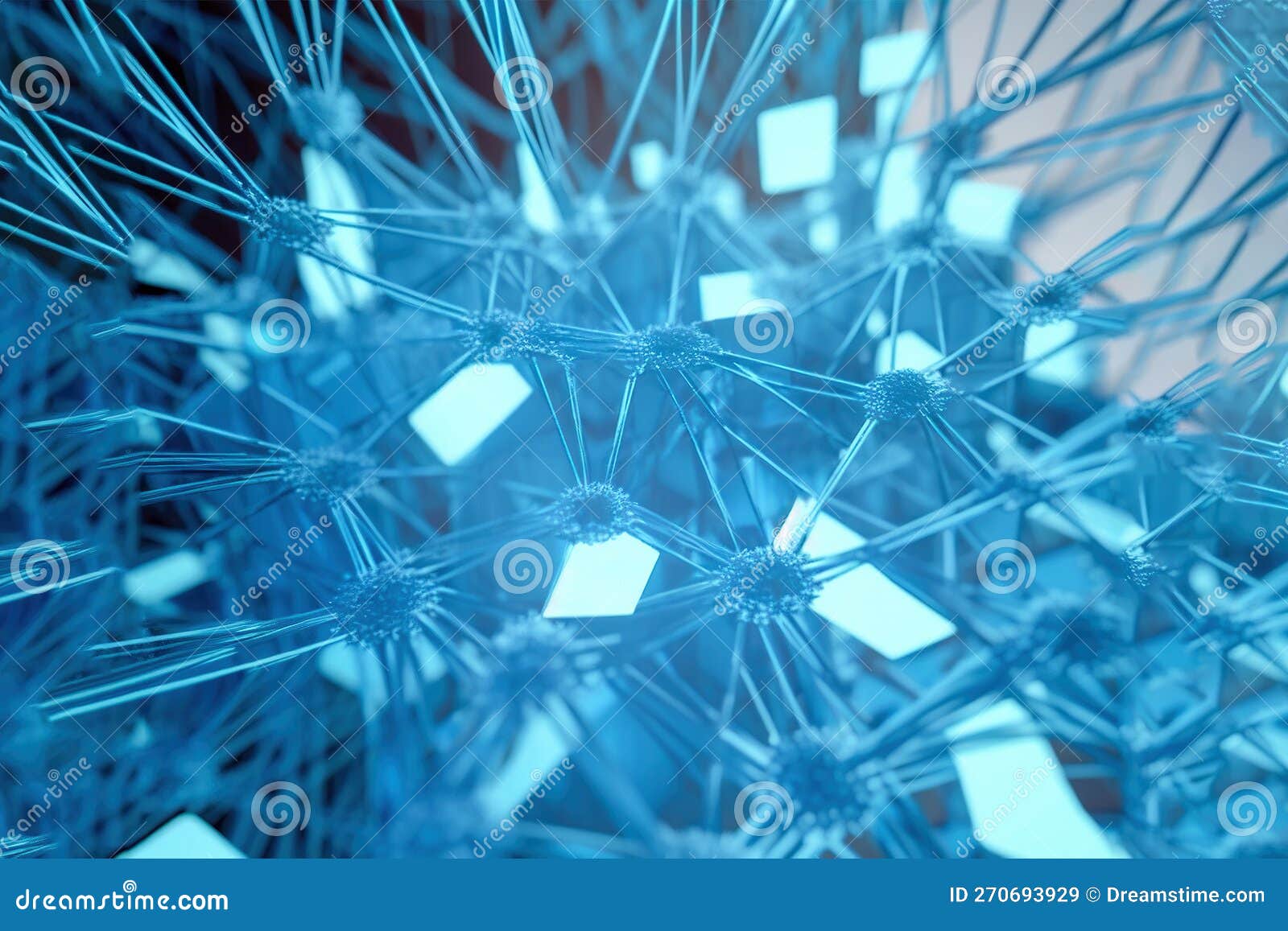 Futuristic Blue Neural Network. Internet Connections, Cloud Computing ...