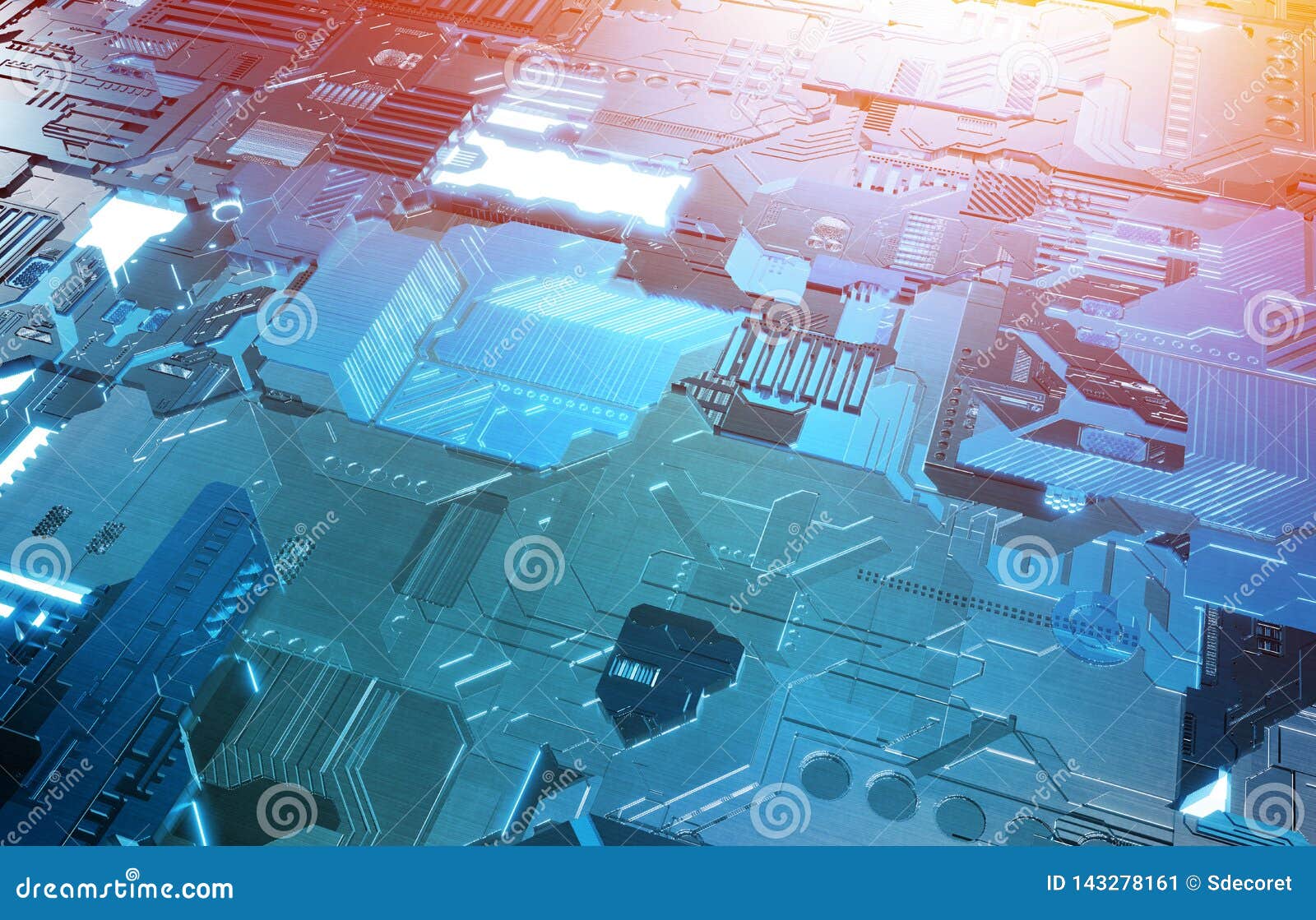 Futuristic Blue and Orange Tech Panel Background with Lots of Details ...