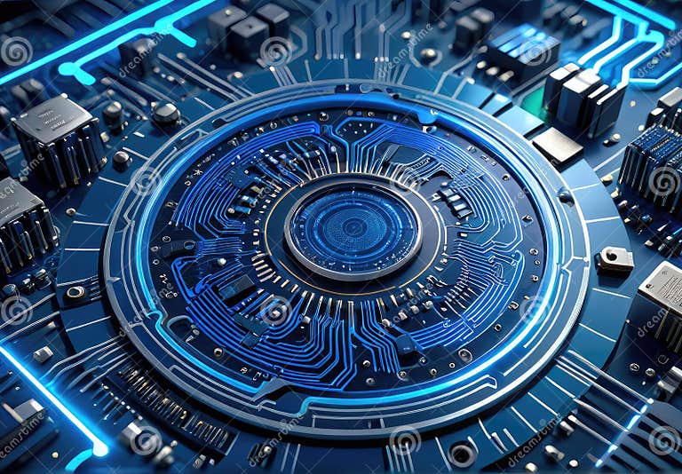 A Futuristic Blue Processor Unit Stock Illustration - Illustration of ...