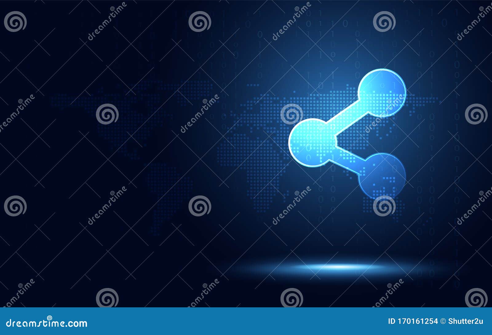 Futuristic Blue Share Link Icon Abstract Technology Background ...