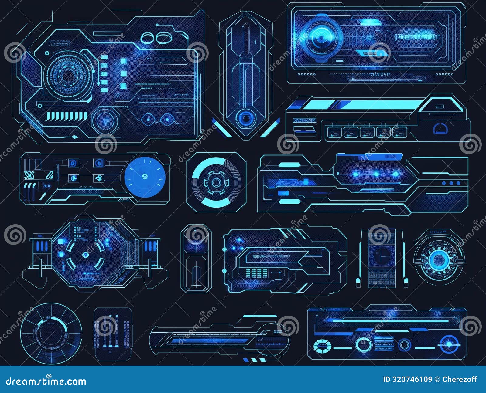 Futuristic Blue Tech Interface Elements Stock Image - Image of design ...
