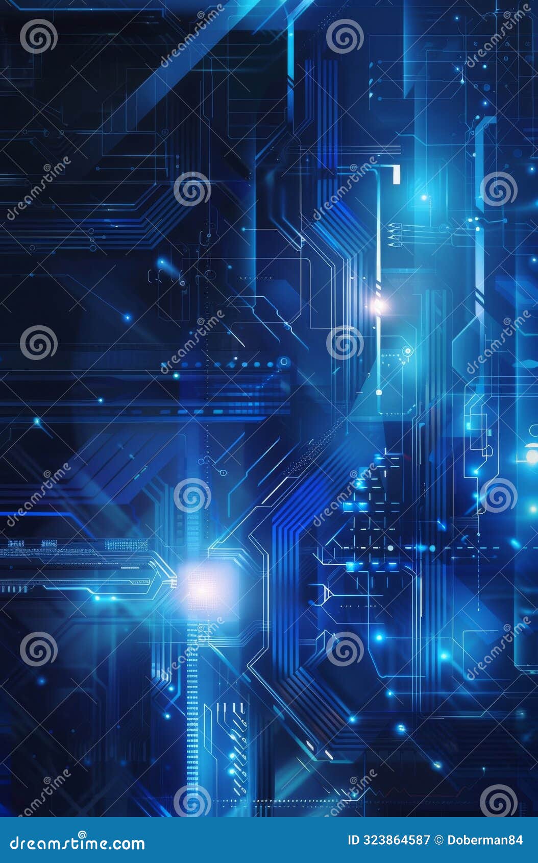 Futuristic Blue Technology Background with Circuit Board Patterns and ...
