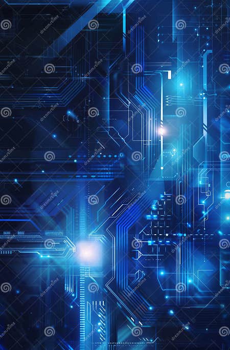 Futuristic Blue Technology Background with Circuit Board Patterns and ...