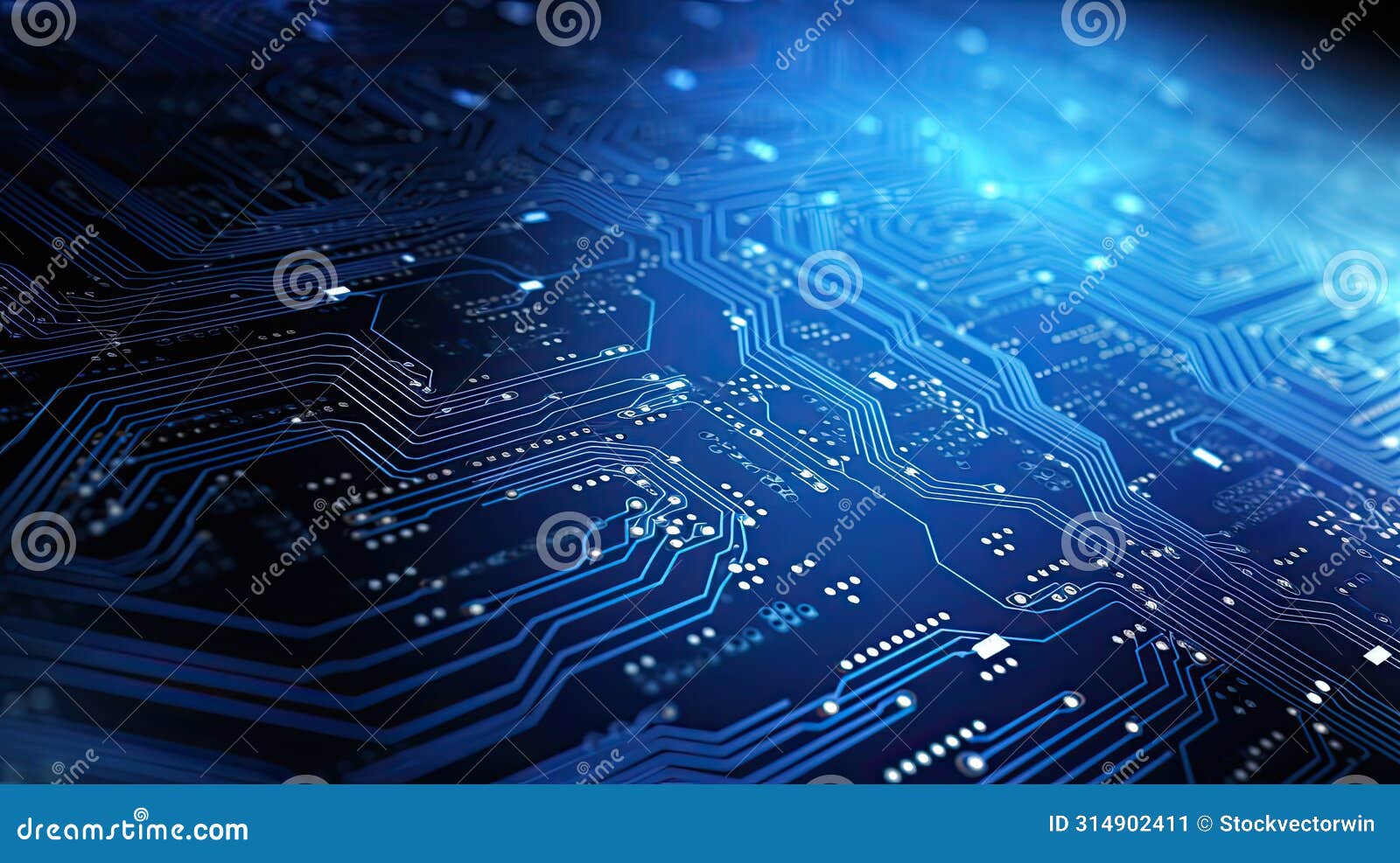 Futuristic Blue Technology Background Stock Illustration - Illustration ...