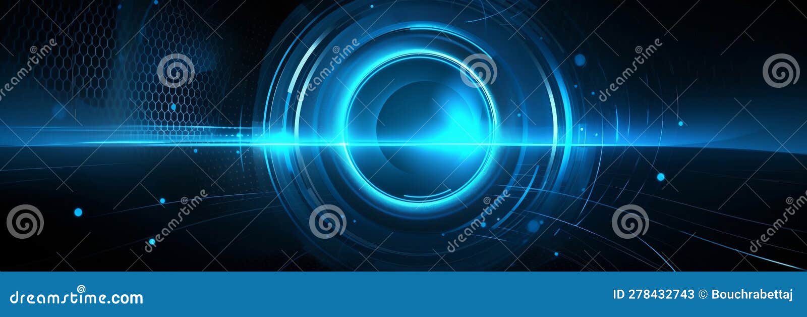 Futuristic Blue Technology Design with Circular Abstract Light ...