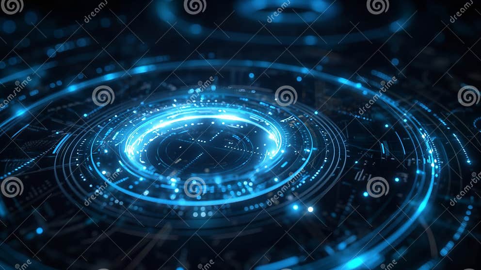 Futuristic Blue Technology Interface Stock Photo - Image of virtual ...
