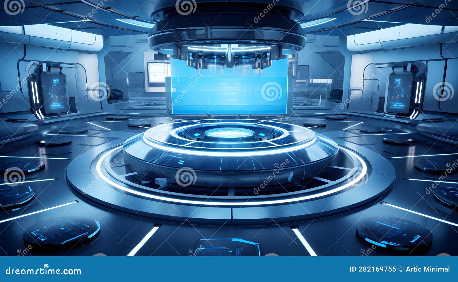 Futuristic Blue Technology System with Teleport Machines Stock ...
