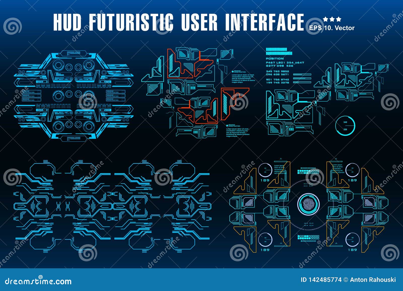 Futuristic Blue Virtual Graphic Touch User Interface. HUD Dashboard ...