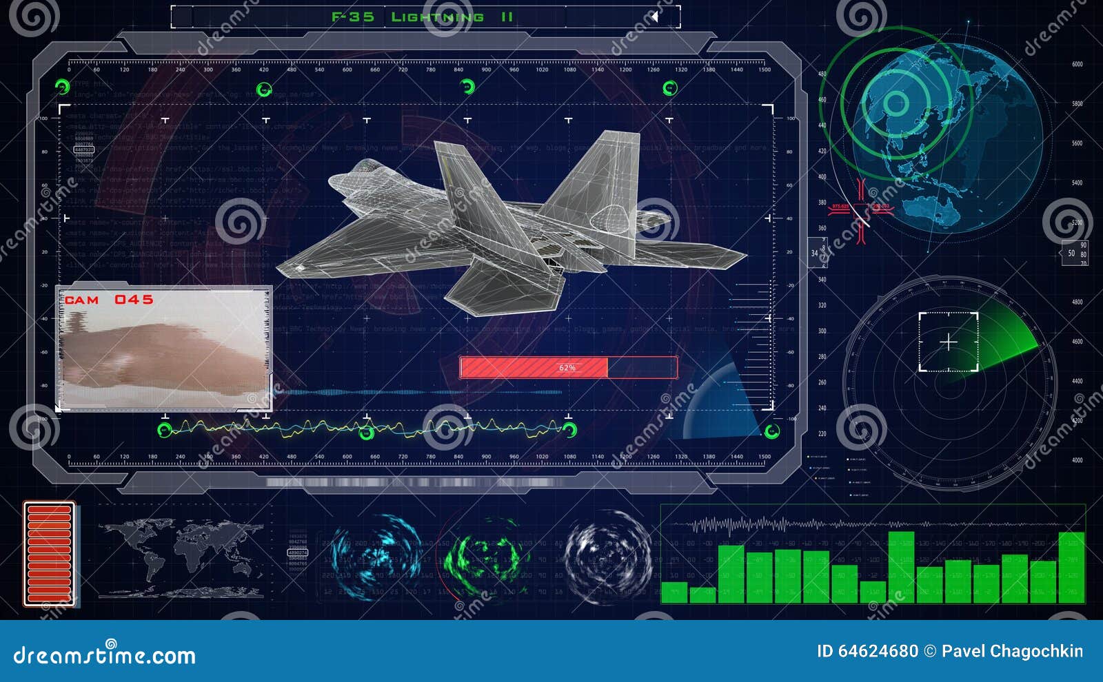 Futuristic Blue Virtual Graphic Touch User Interface HUD. Earth Digital ...