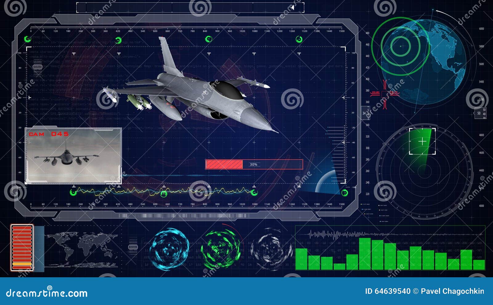 Futuristic Blue Virtual Graphic Touch User Interface HUD. Jet F 16 ...