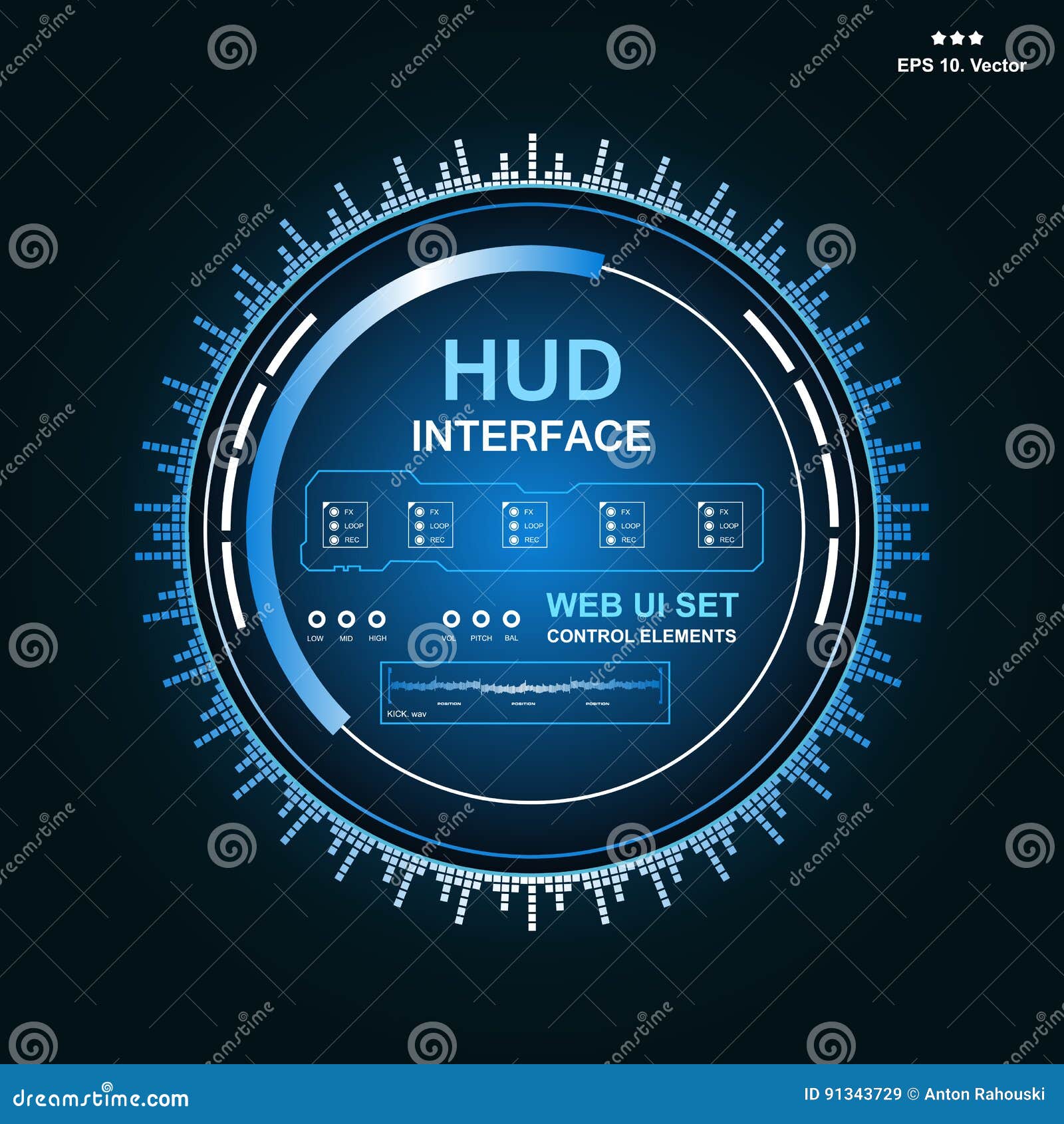 Futuristic Blue Virtual Graphic Touch User Interface, Music Interface ...