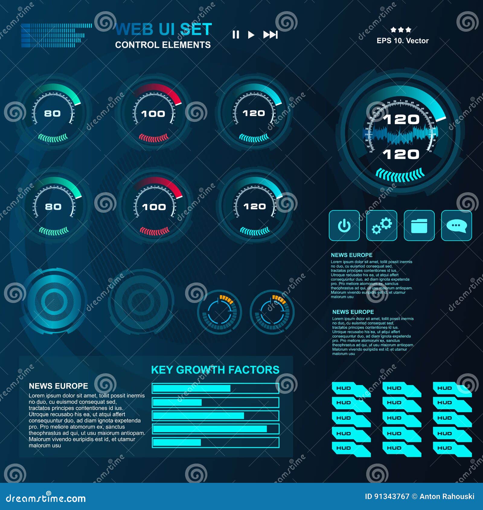 Futuristic Blue Virtual Graphic Touch User Interface, Music Interface ...