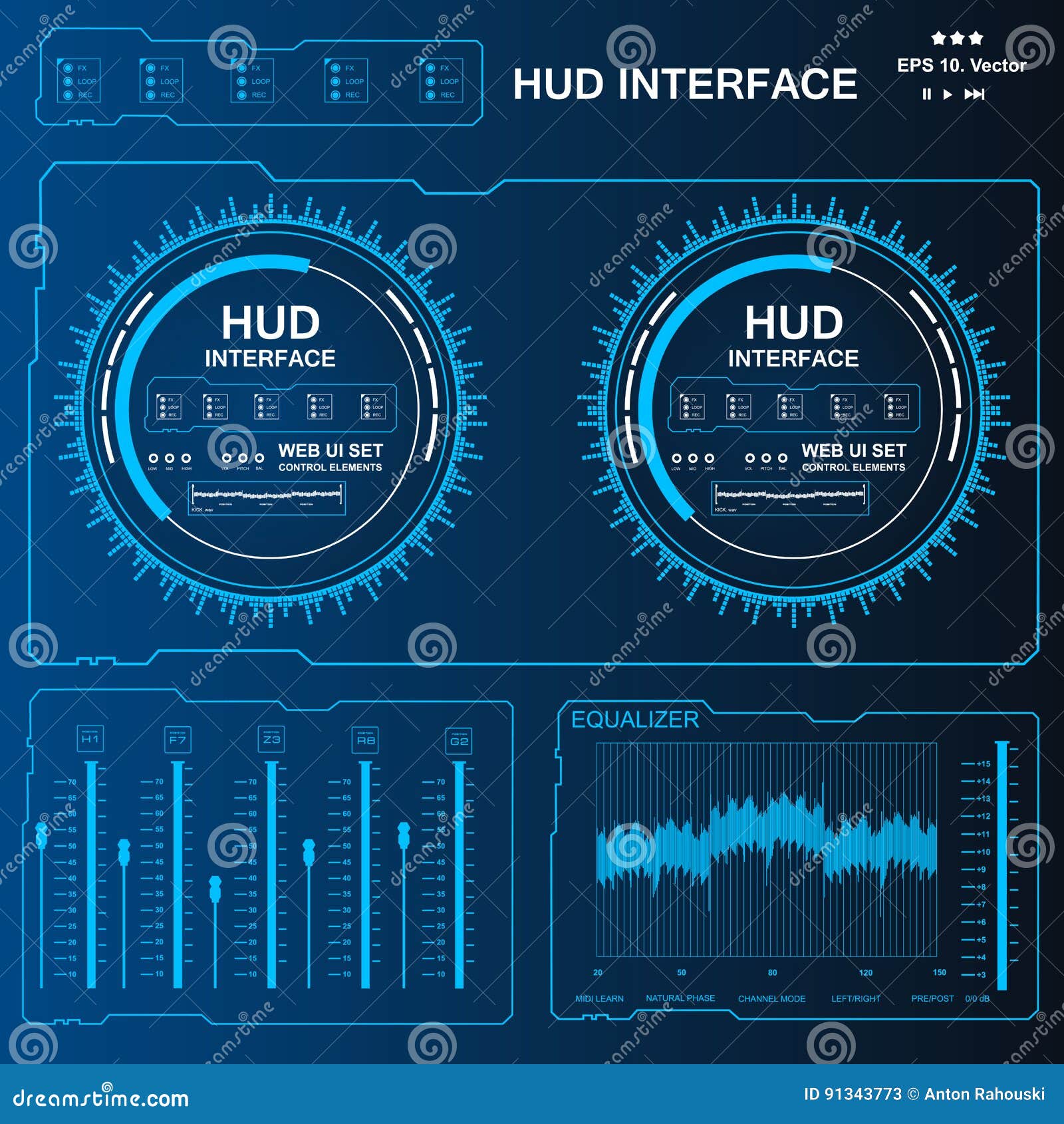 Futuristic Blue Virtual Graphic Touch User Interface, Music Interface ...