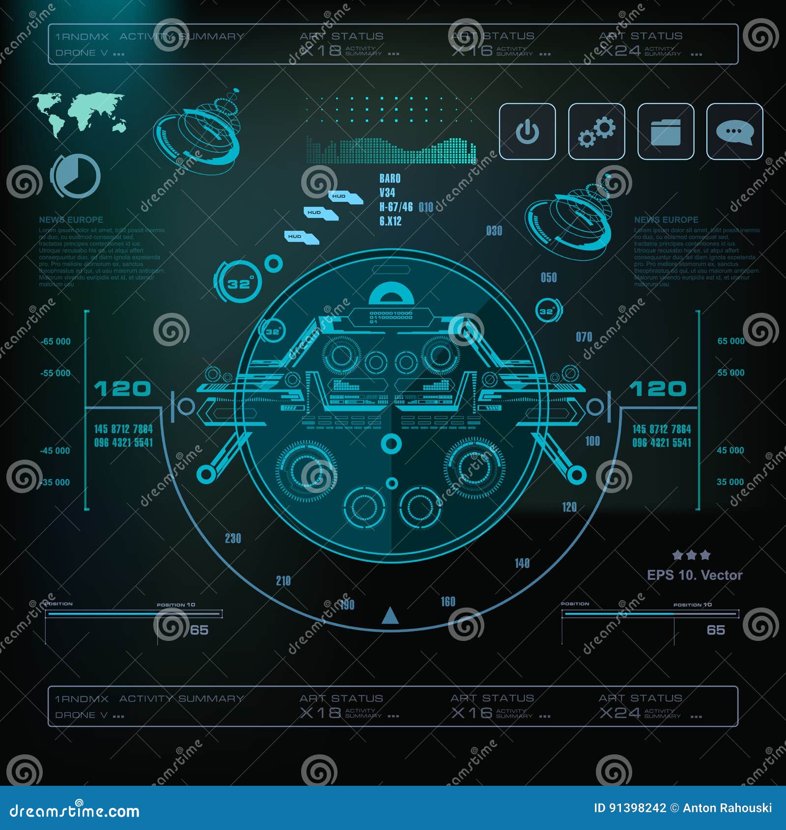Futuristic Blue Virtual Graphic Touch User Interface, Music Interface ...