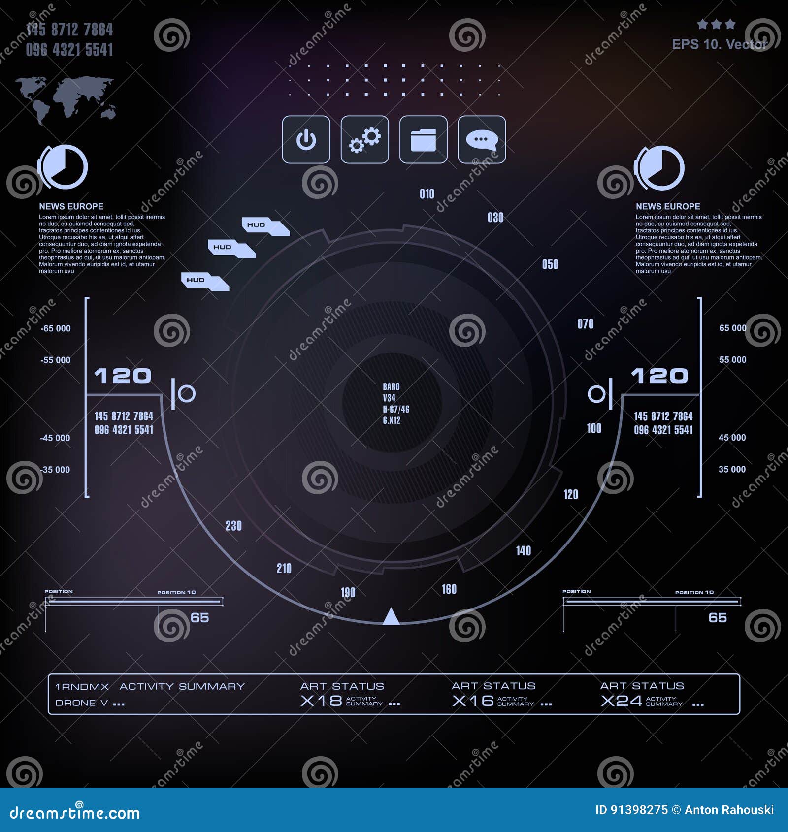 Futuristic Blue Virtual Graphic Touch User Interface, Music Interface ...