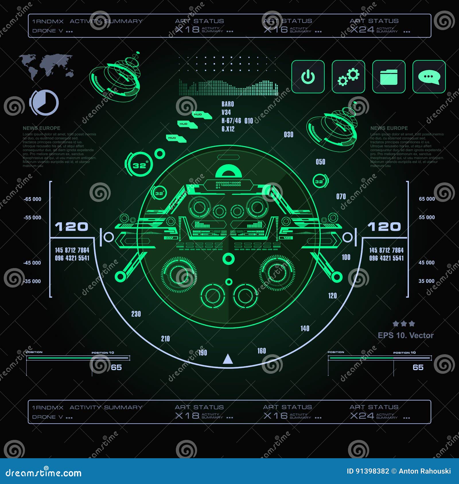 Futuristic Blue Virtual Graphic Touch User Interface, Music Interface ...