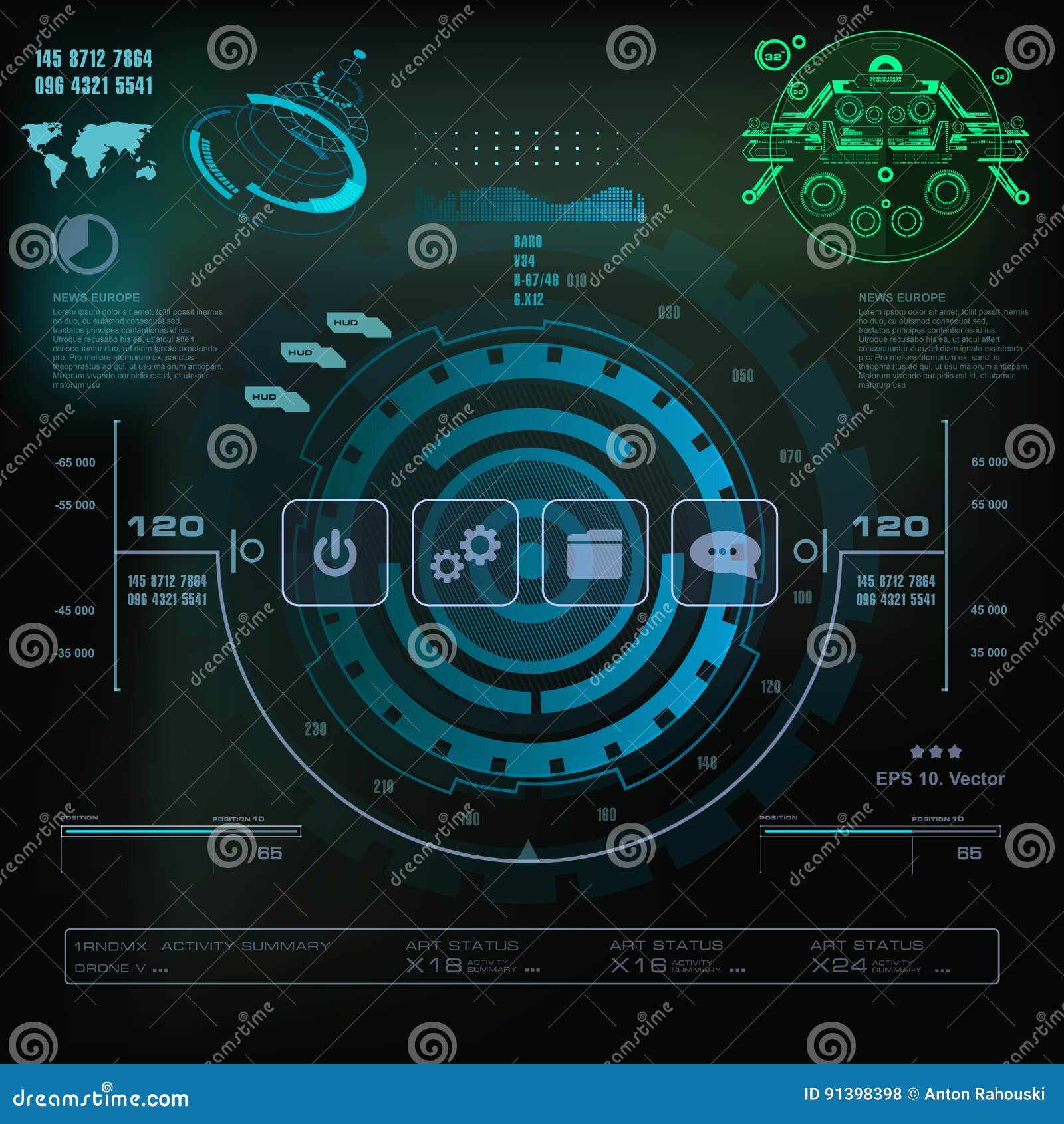 Futuristic Blue Virtual Graphic Touch User Interface, Music Interface ...