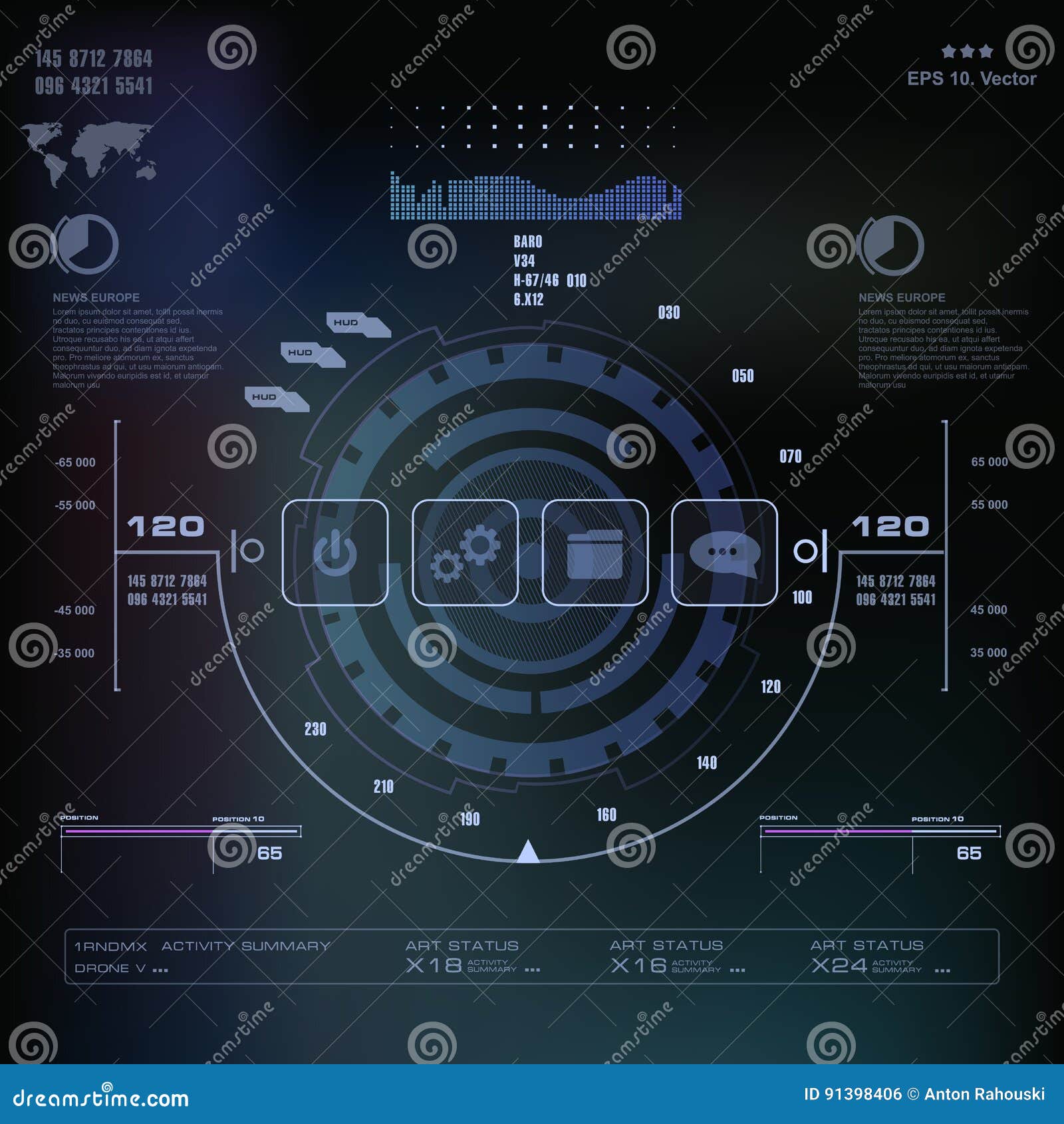 Futuristic Blue Virtual Graphic Touch User Interface, Music Interface ...