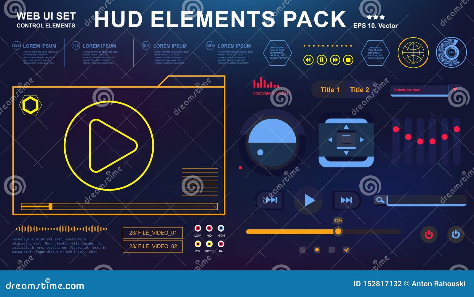 Futuristic Blue Virtual Graphic Touch User Interface, Music Interface ...