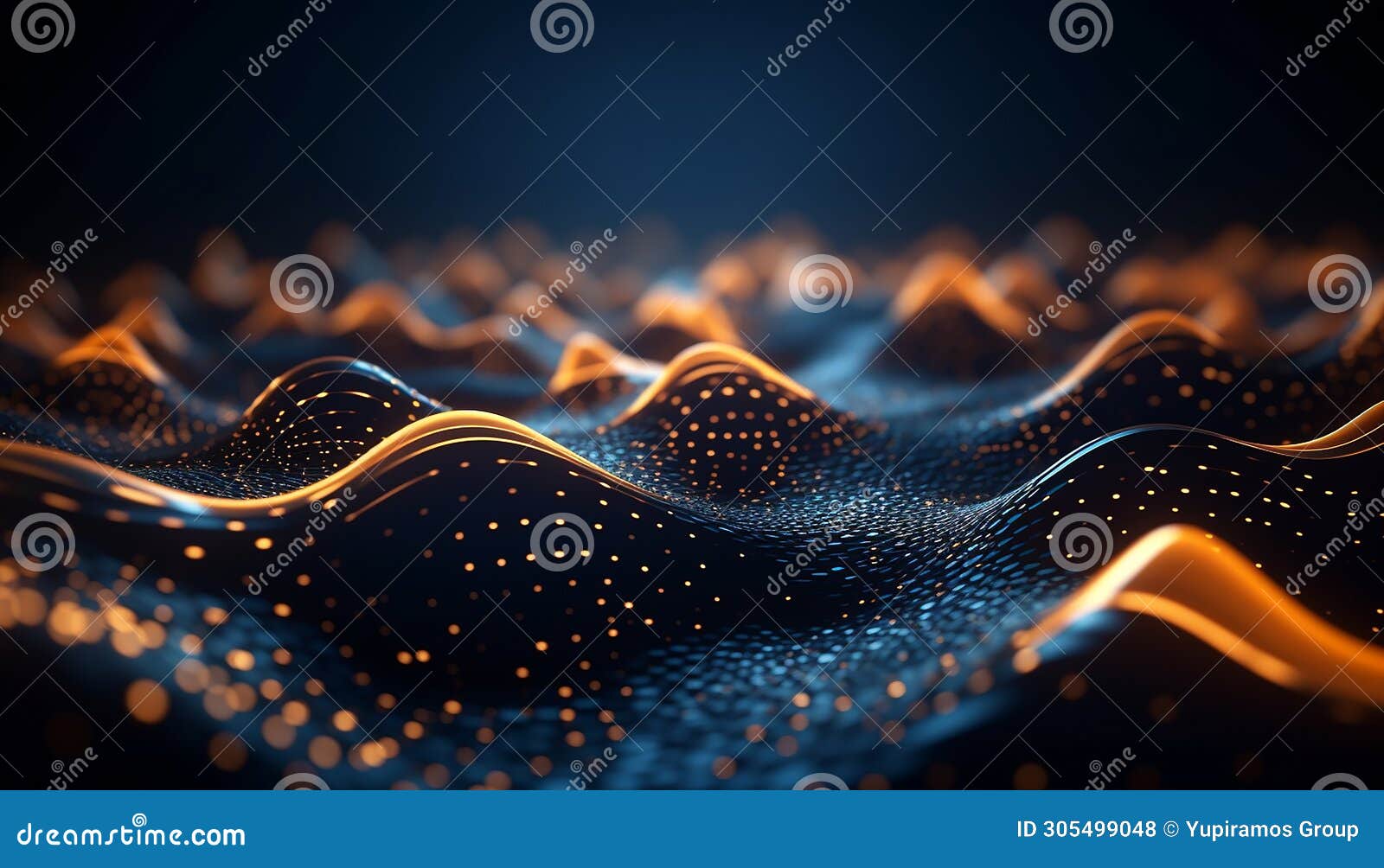Futuristic Blue Wave Design, Glowing Decoration, Modern Computer ...