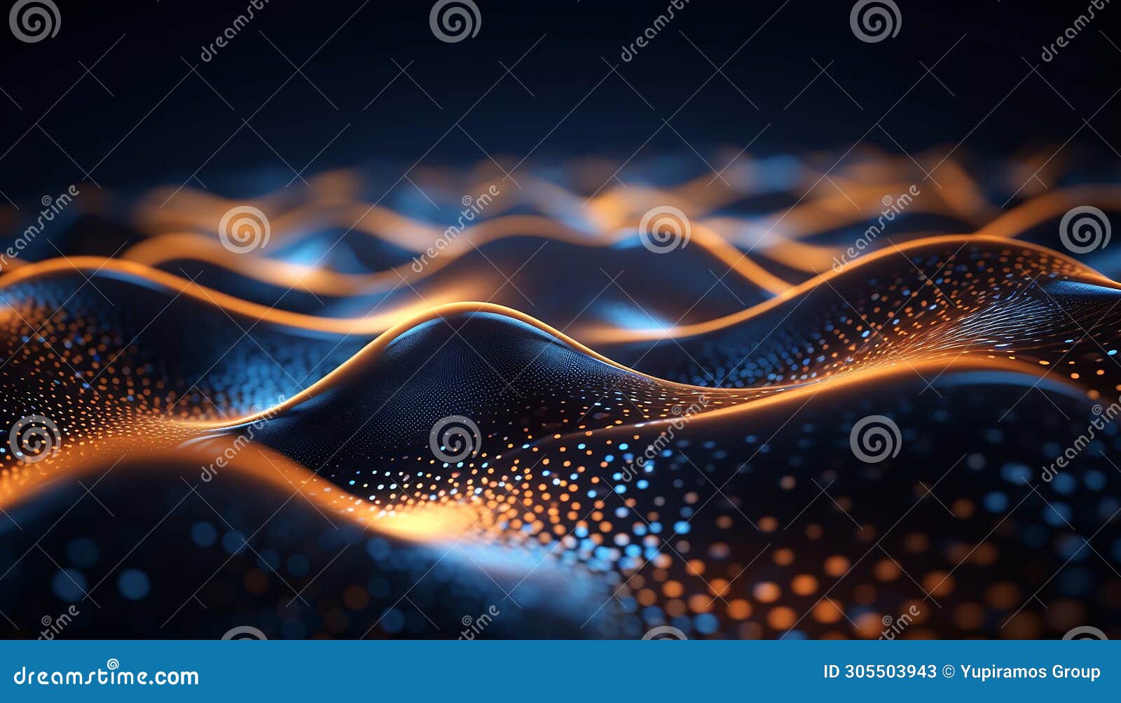 Futuristic Blue Wave Pattern Reflects on Smooth Liquid Backdrop ...