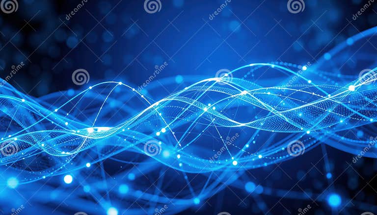 Futuristic Blue Wave Patterns with Glowing Particles Create Mesmerizing ...