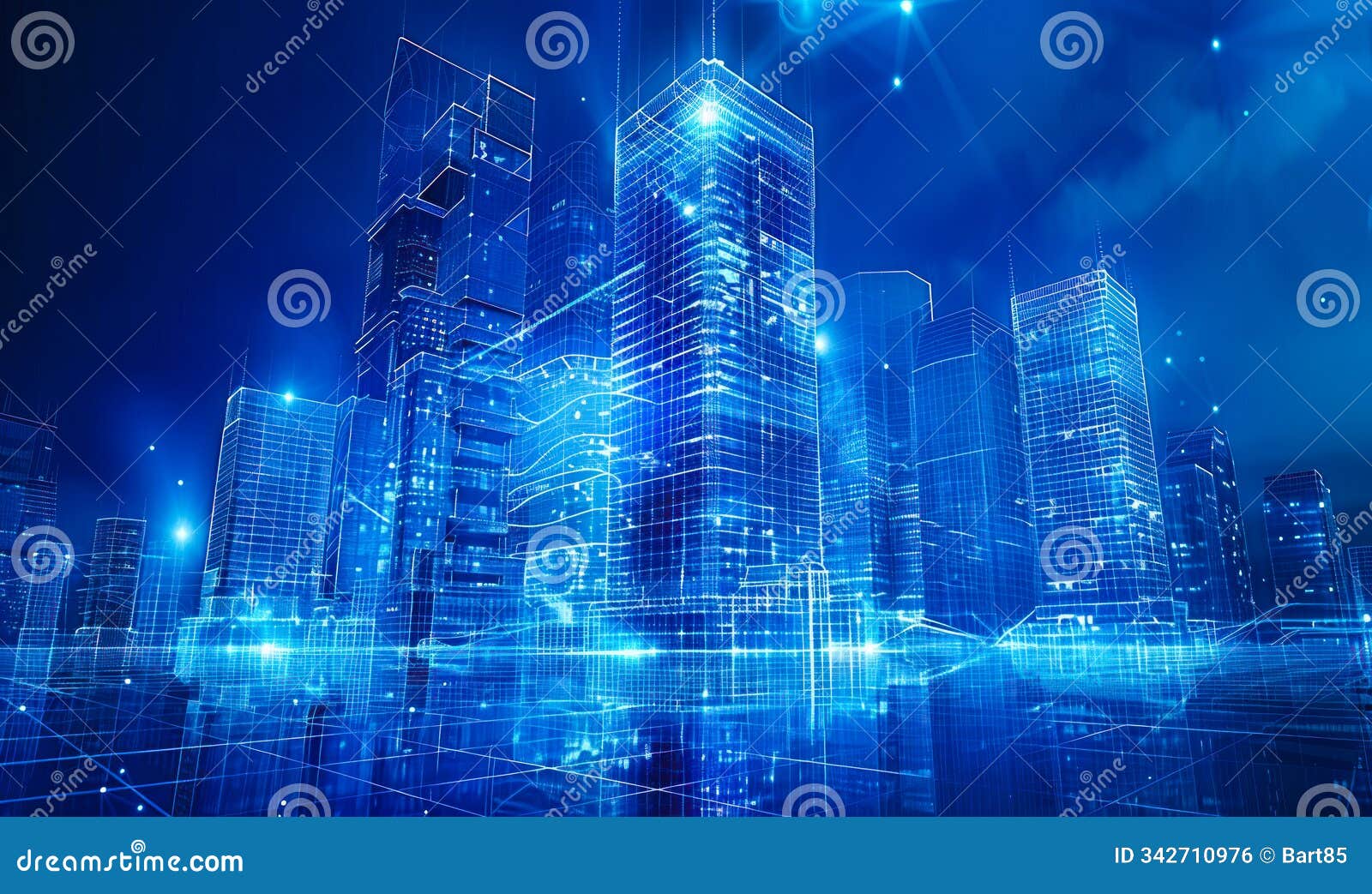 Futuristic Blueprint of a High Rise Corporate Building with Network ...