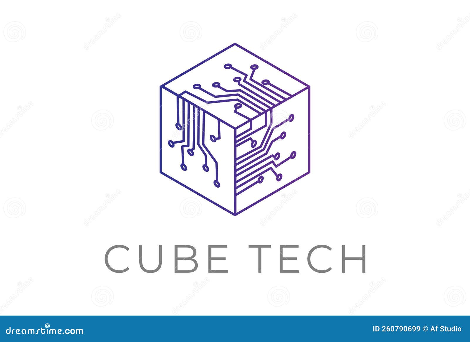 Futuristic Box Cube Digital Electronic Circuit Chip for Smart Tech Logo ...