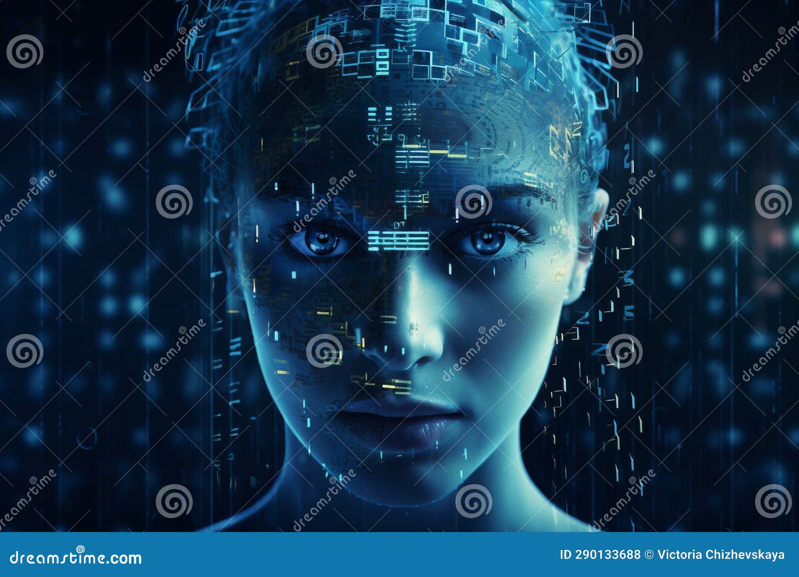 Futuristic Brain Ai Avatar Digital Technology Concept Stock ...