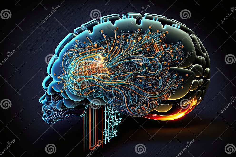 Futuristic Brain of Artificial Intelligence with Neural Connections. Generative AI Stock ...