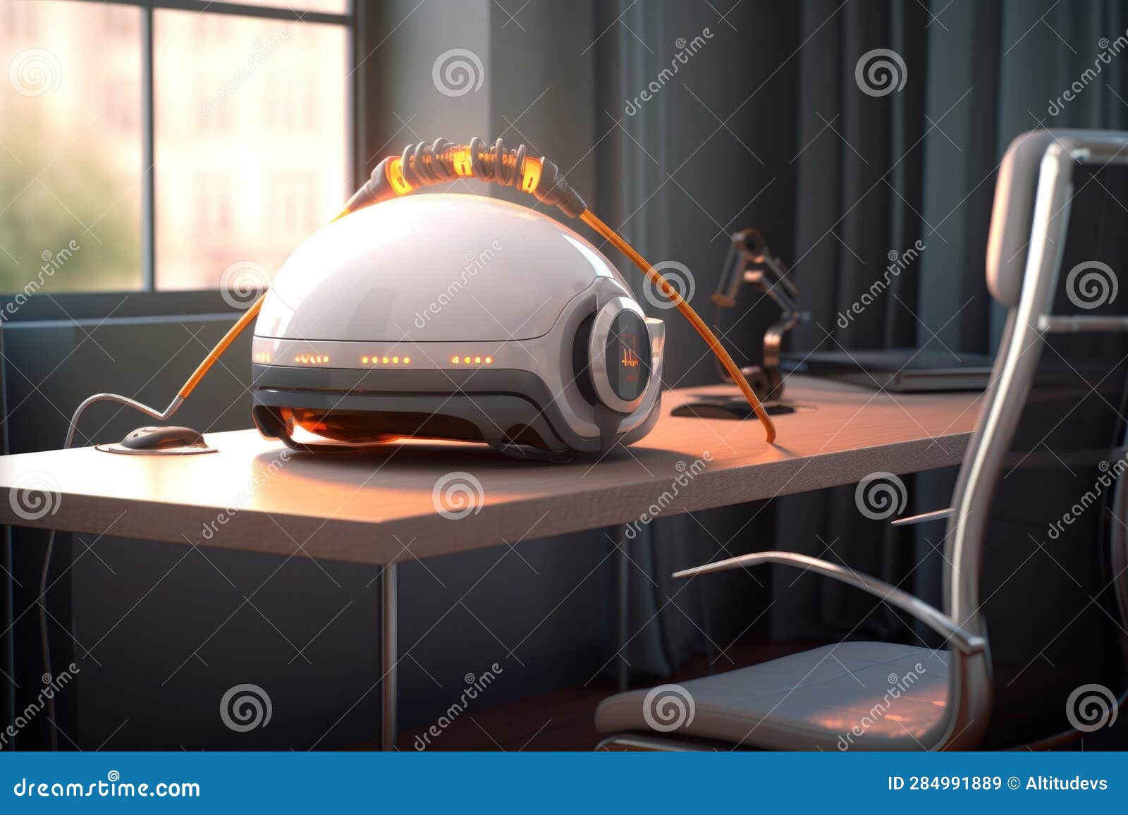 Futuristic Brain-computer Interface Headset on a Desk Stock ...