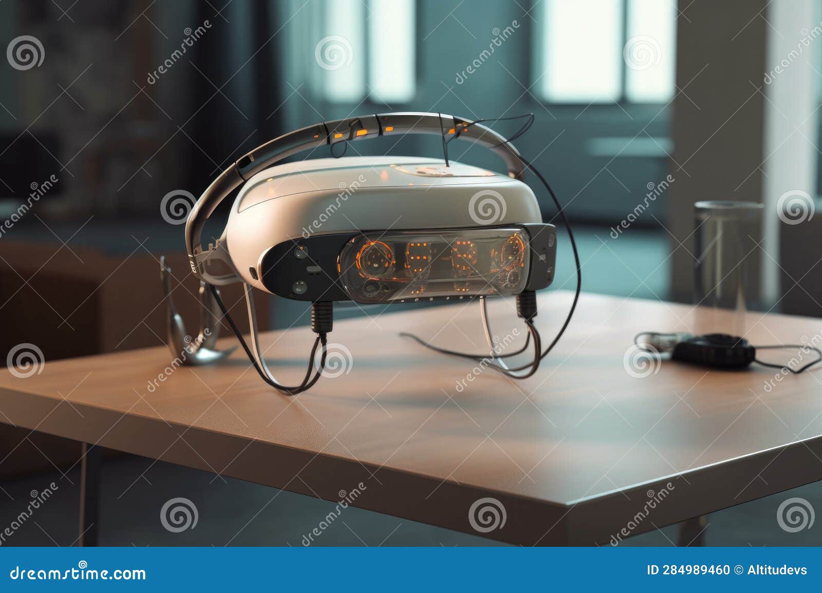 Futuristic Brain-computer Interface Headset On A Table Stock ...
