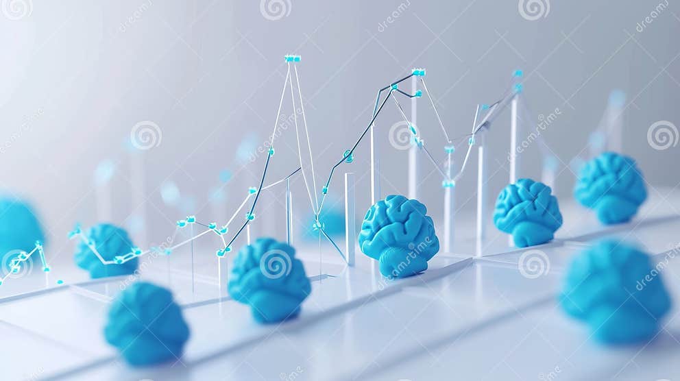 Futuristic Brain Data Analysis with Blue 3D Elements and Graph Lines ...