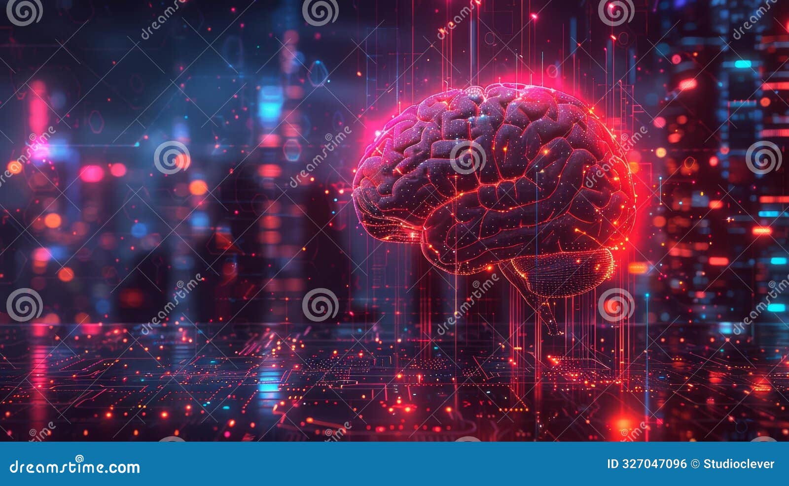 Futuristic Brain With Circuitry And Lights Vector | CartoonDealer.com ...