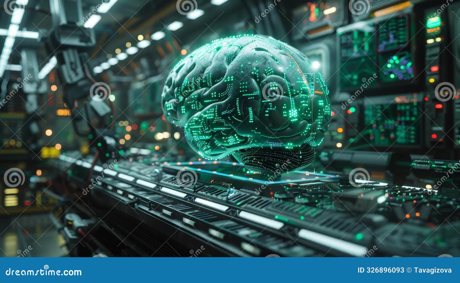 Futuristic Brain in High-tech Laboratory - Generative Ai Stock ...