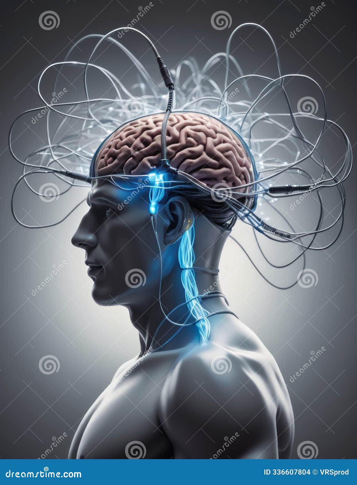 Futuristic Brain Interface with Neural Connections and Technology ...
