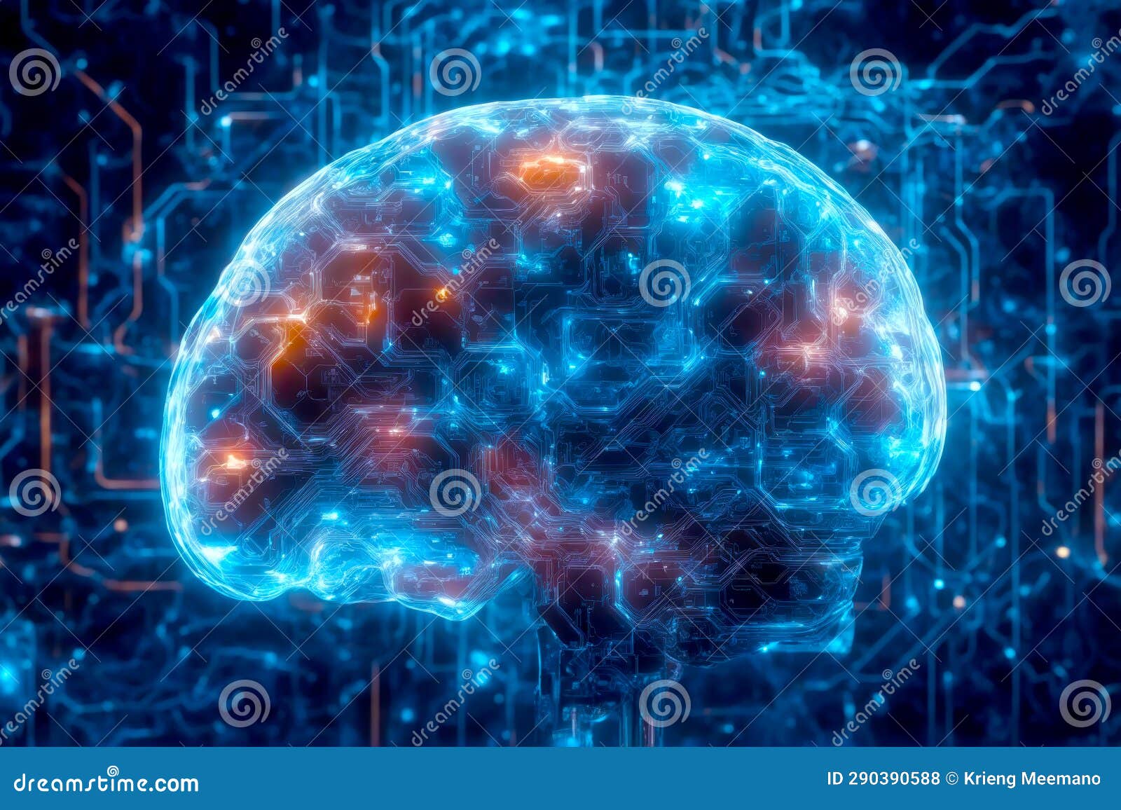 Futuristic Brain Machine Merge, Neural Connections Circuitry, AI ... Futuristic Brain Machine Merge, Neural Connections Circuitry, AI ...