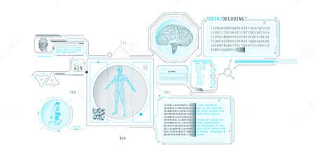Futuristic Brain Research Program Interface with Data Decoding. Stock ...