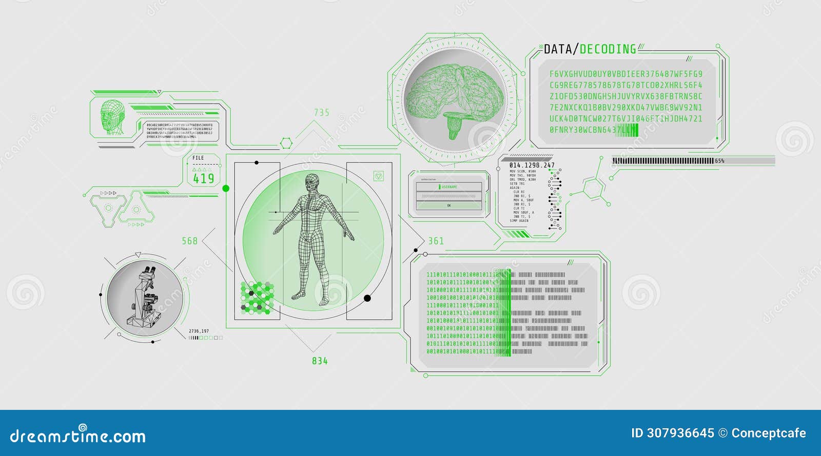 Futuristic Brain Research Program Interface with Data Decoding. Stock ... Futuristic Brain Research Program Interface with Data Decoding. Stock ...