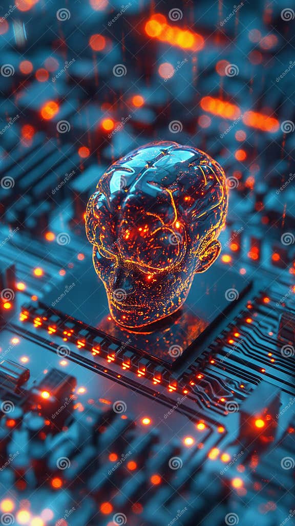 Futuristic Brain Robot, Artificial Intelligence Technology Machine ...