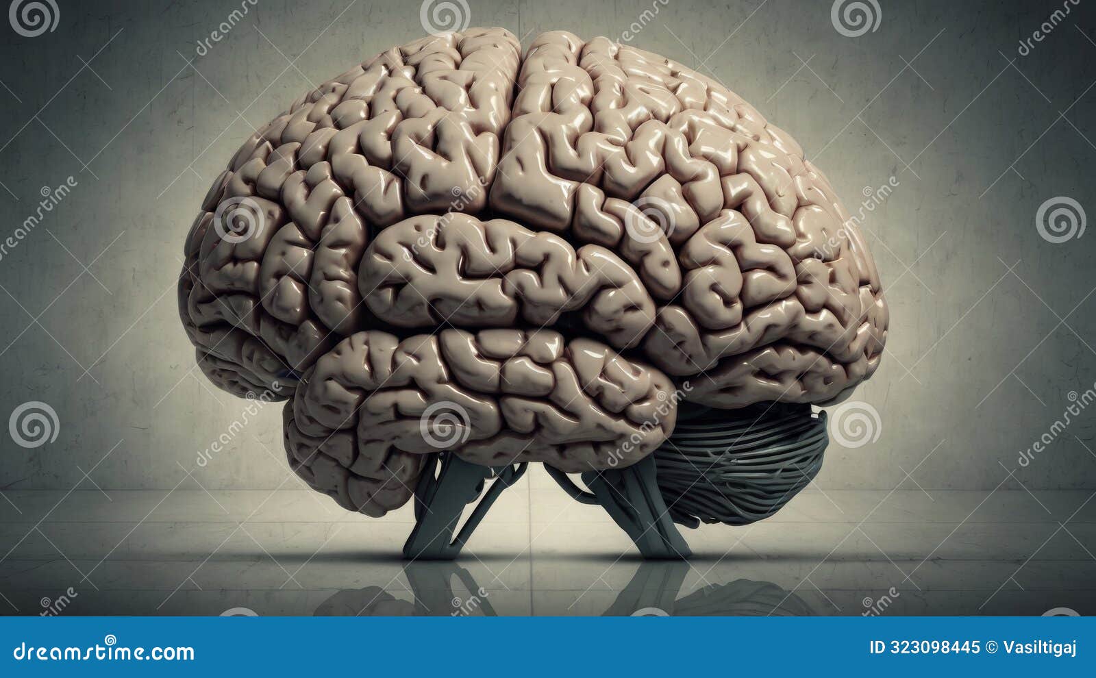 Futuristic Brain on Stand stock illustration. Illustration of knowledge ...
