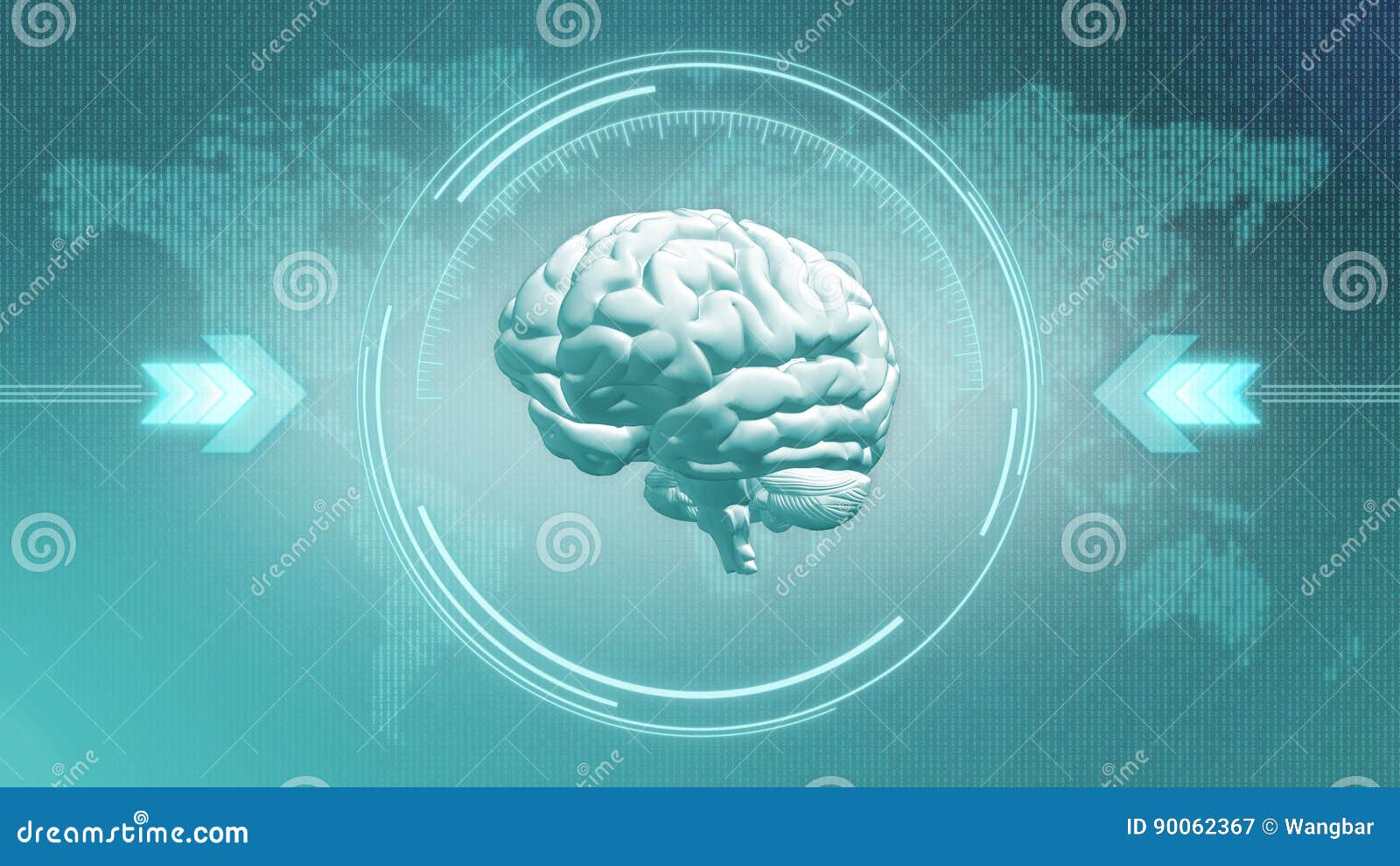 Futuristic Brain Steampunk Concept in HUD Display Stock Illustration ...