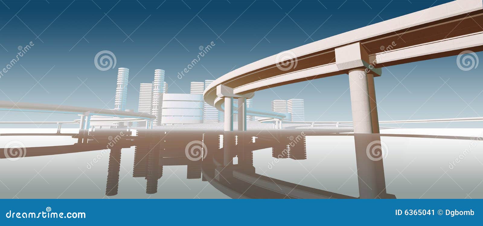 Futuristic bridge stock illustration. Illustration of landscape - 6365041