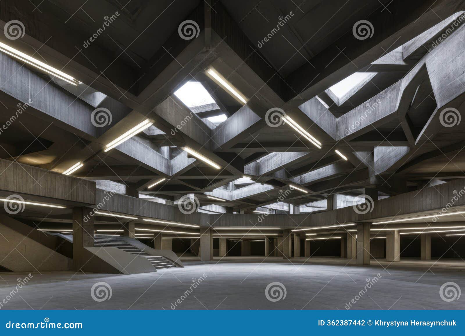 A Futuristic Brutalist Structure Against A Clear Sky Stock Photo ...