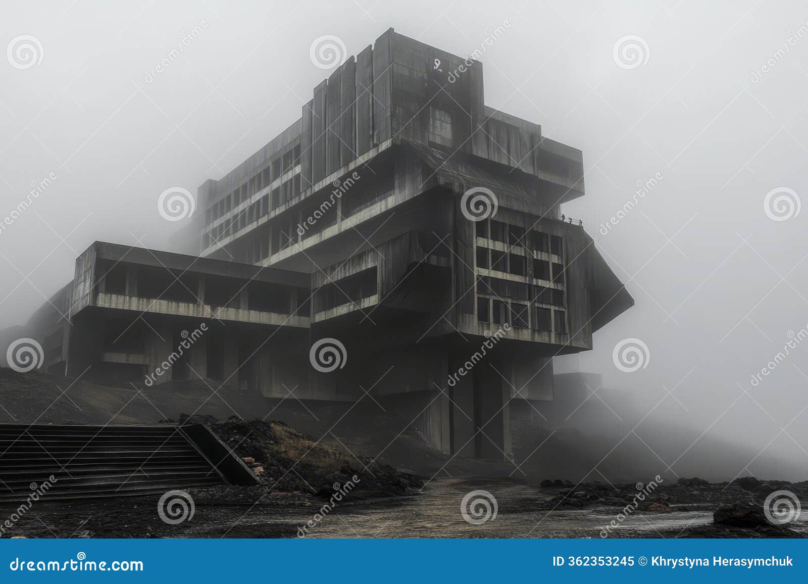 A Futuristic Brutalist Skyscraper with Massive Angular Structures, Raw ...