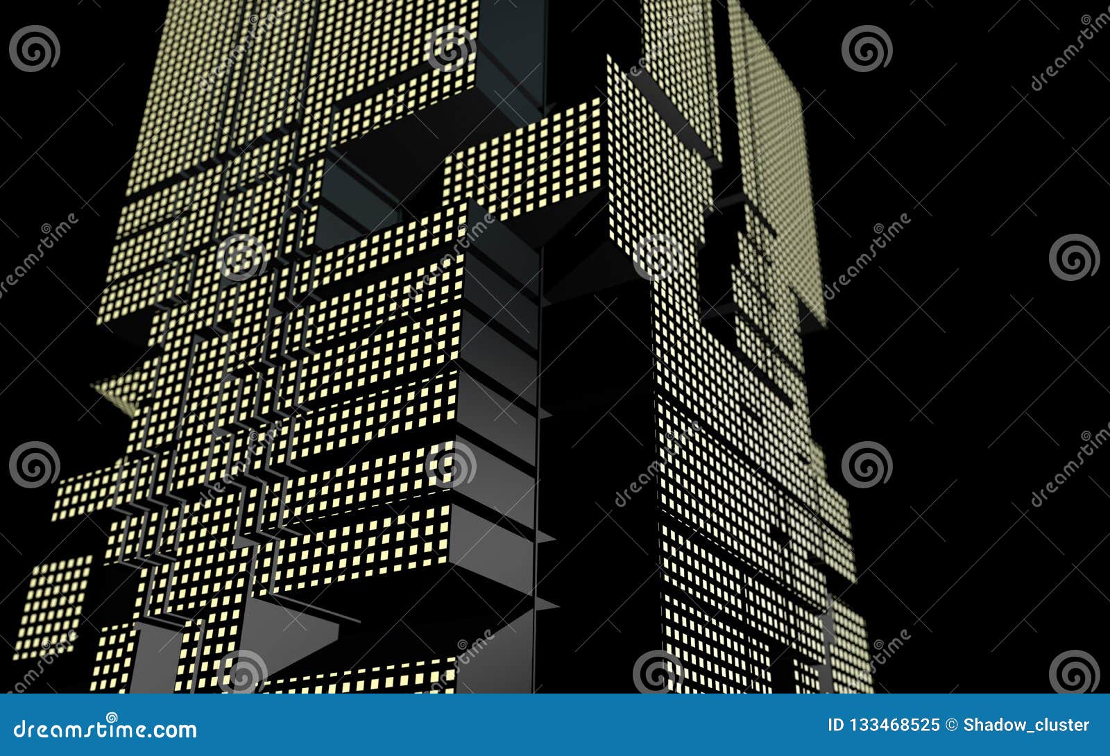 Futuristic Building of Abstract Geometric Shape at Night Stock ...