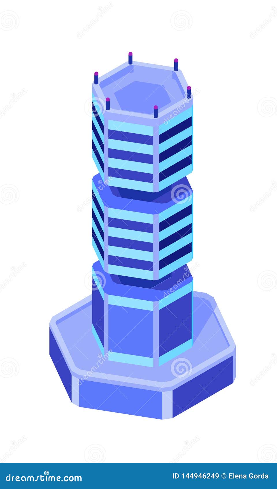 Futuristic Building. Isometric Illustration Stock Vector - Illustration ...